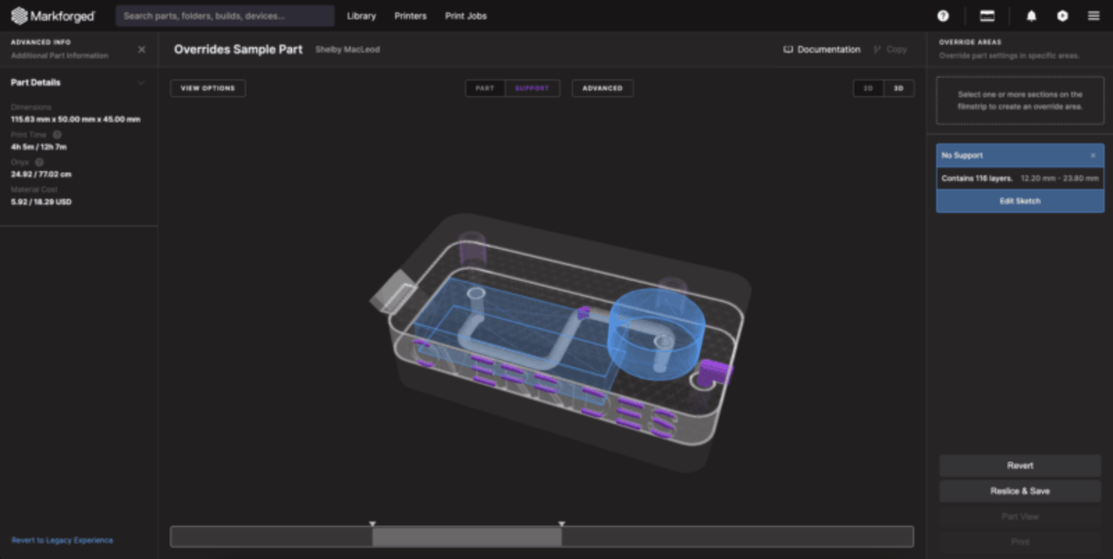 Markforged Eiger 3D Slicing Software Makes Customizing Supports Quick…