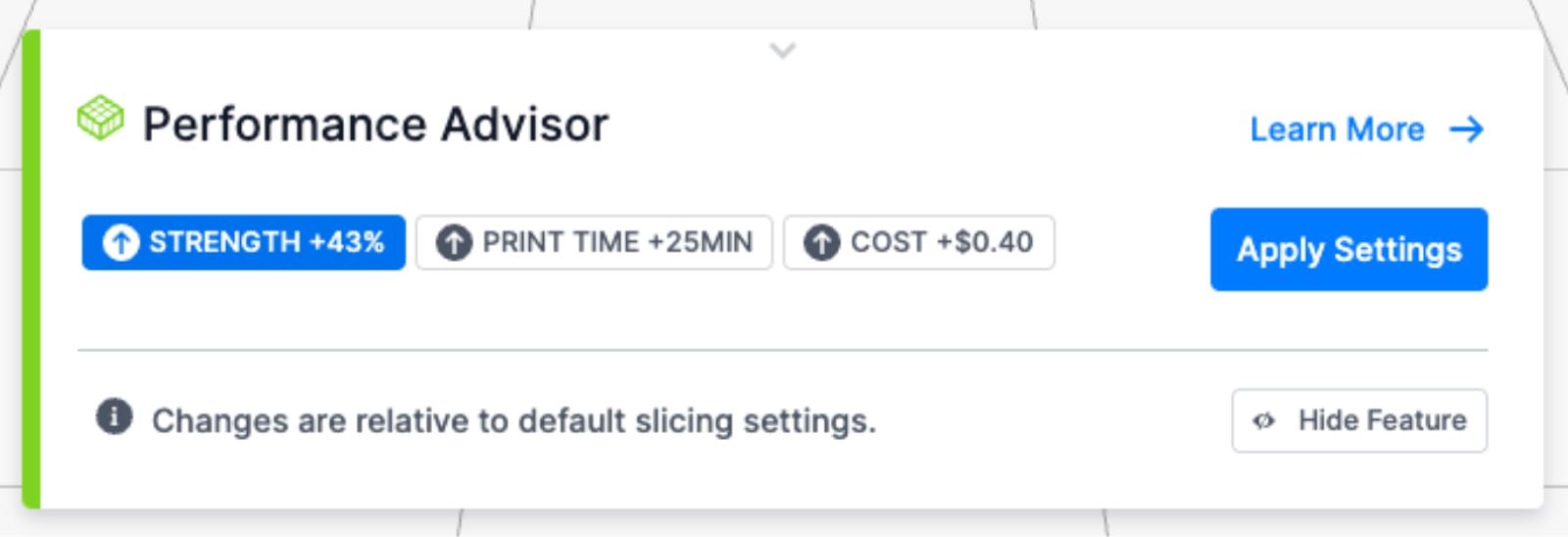 Performance Advisorのご紹介: ボタン1つで、より高強度なパーツを